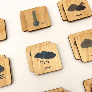 Montessori Wooden Weather Matching Cards Homeschool Activity | Etsy