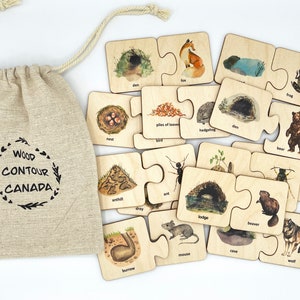 Montessori Wood Animals Puzzle/ Animals Habitat Sorting Game/ Nature ...