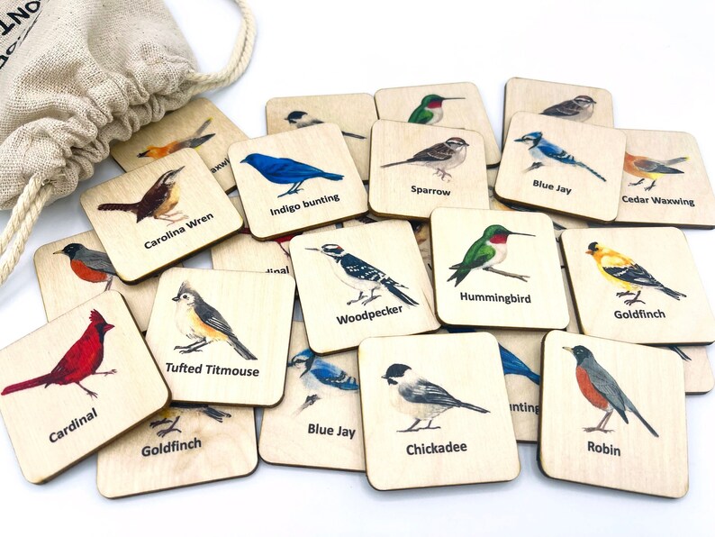 Wooden Birds Memory Game Montessori Toys Wood Animals | Etsy