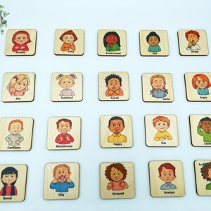 Wooden Kids Emotion Cards/ Bilingual/ French / Montessori Homeschool ...