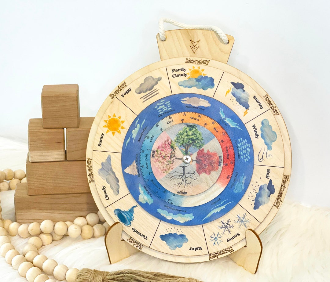 Weather Calendar/ Montessori Weather Wheel/ Weather Chart/ Bilingual ...
