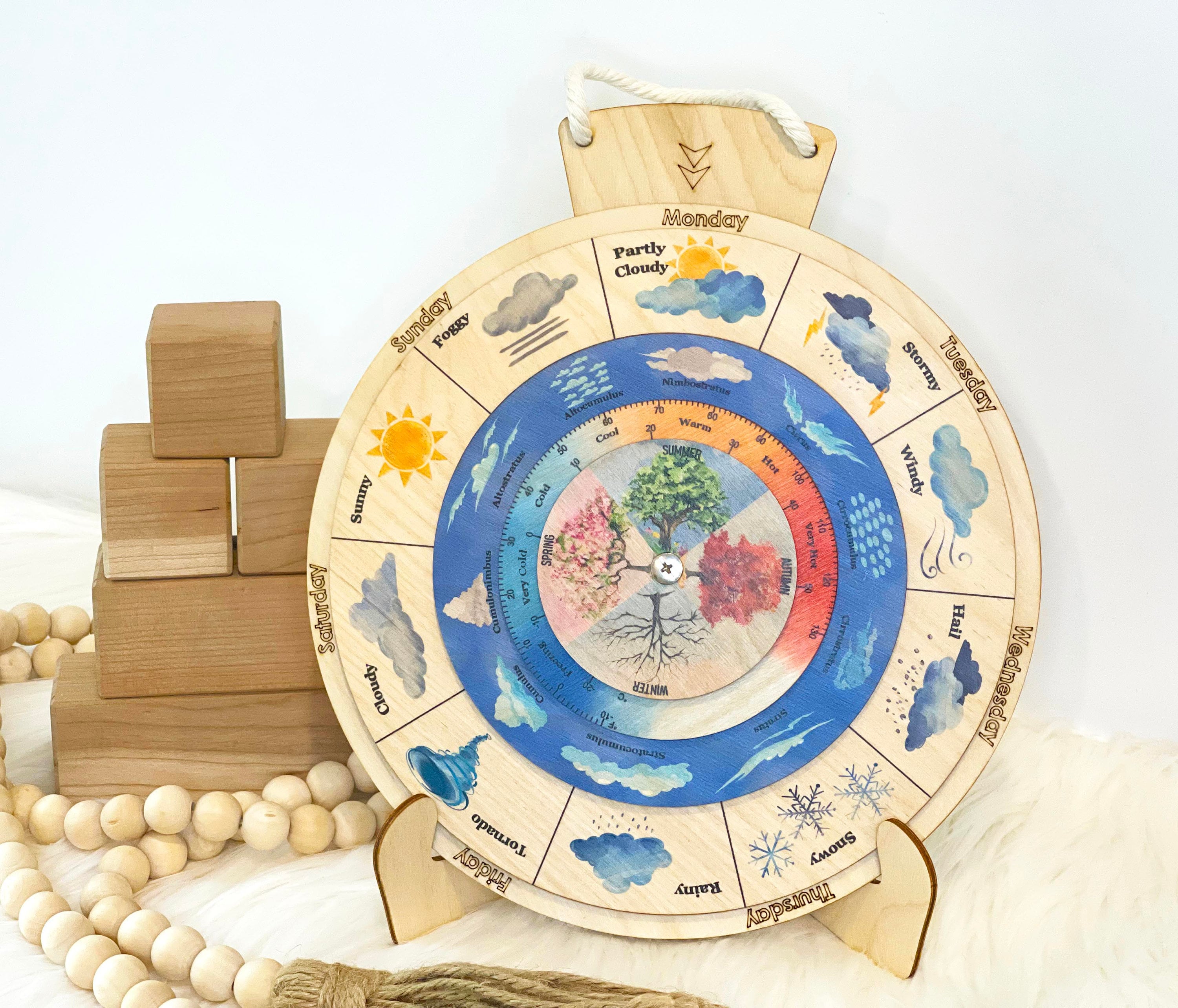Weather Calendar/ Montessori Weather Wheel/ Weather Chart/ Bilingual ...
