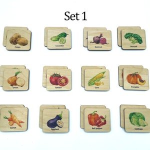 Montessori Wooden Vegetables Matching Cards/homeschool Kindergarten ...