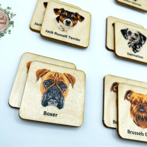 Montessori Wooden Dogs Name Memory Game/wood Animal Matching Cards ...