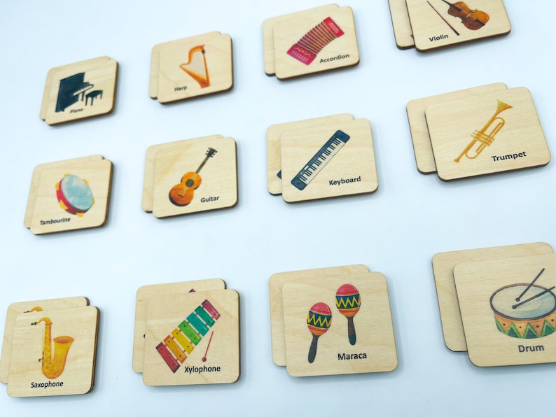 Montessori Wooden Music Instruments Matching Cards, Homeschool Music ...