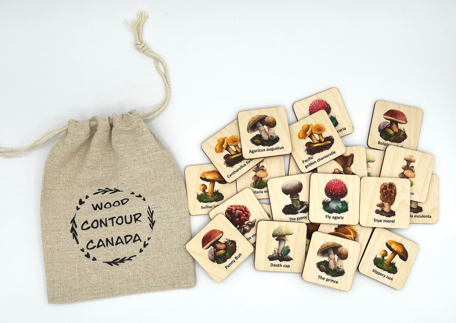 Wooden Mushroom Fungi Matching Cards Montessori Learning Wild - Etsy Canada