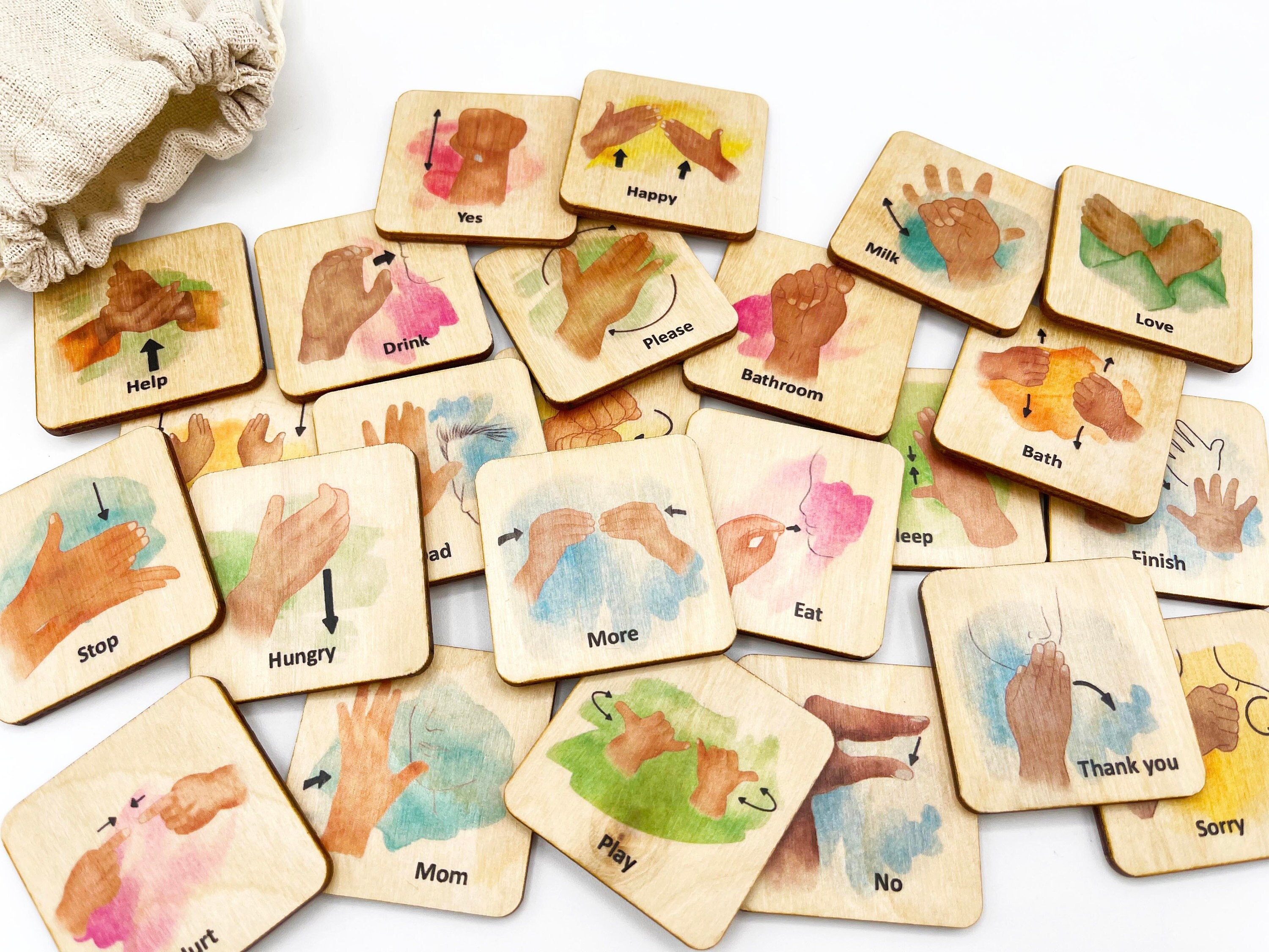 ASL Sign Language Hand Gestures/ 24 Toddler Baby Kids Learn Sign ...