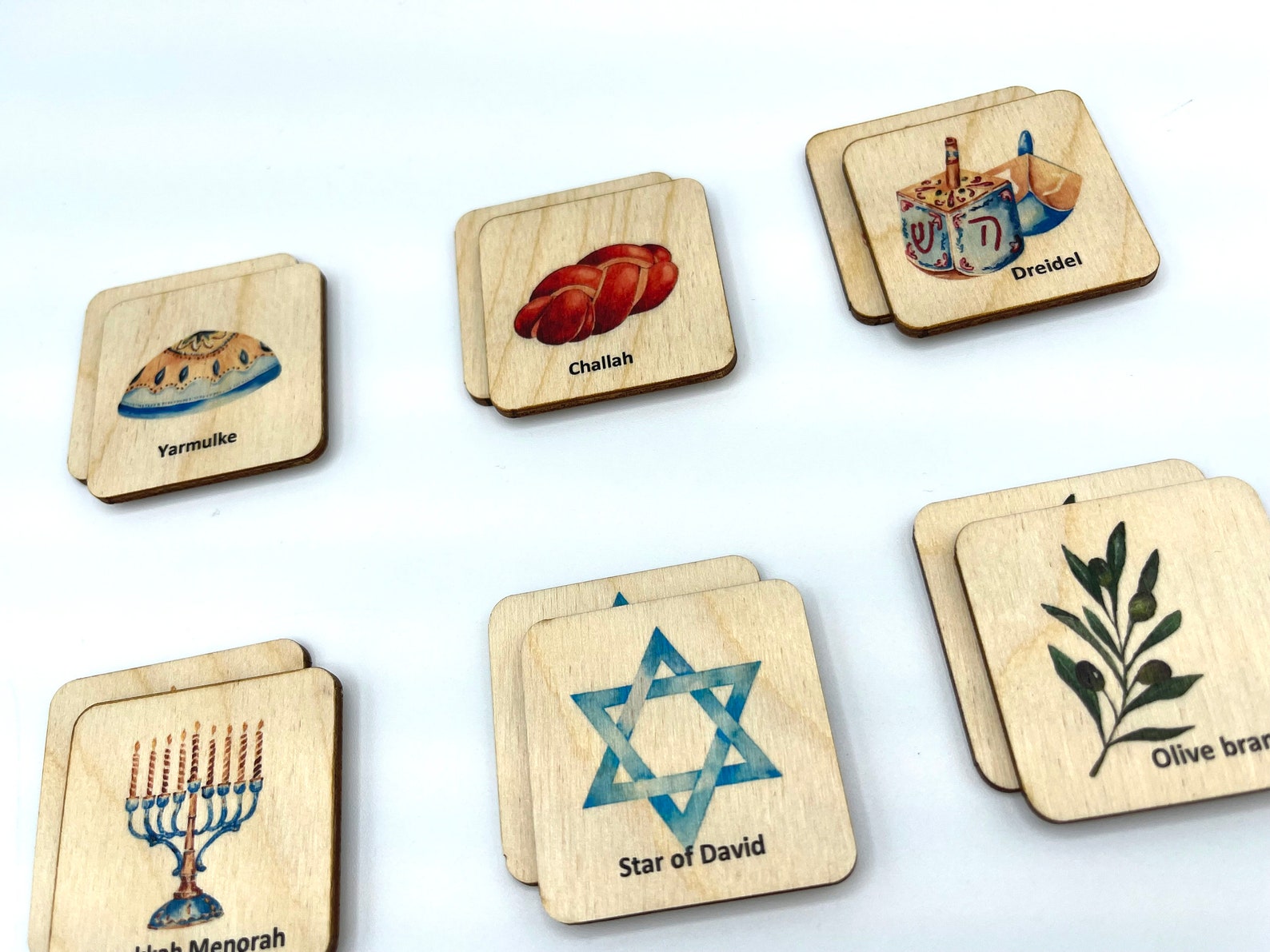 Wooden Hanukkah Celebration Memory Game for Kids Hanukkah | Etsy