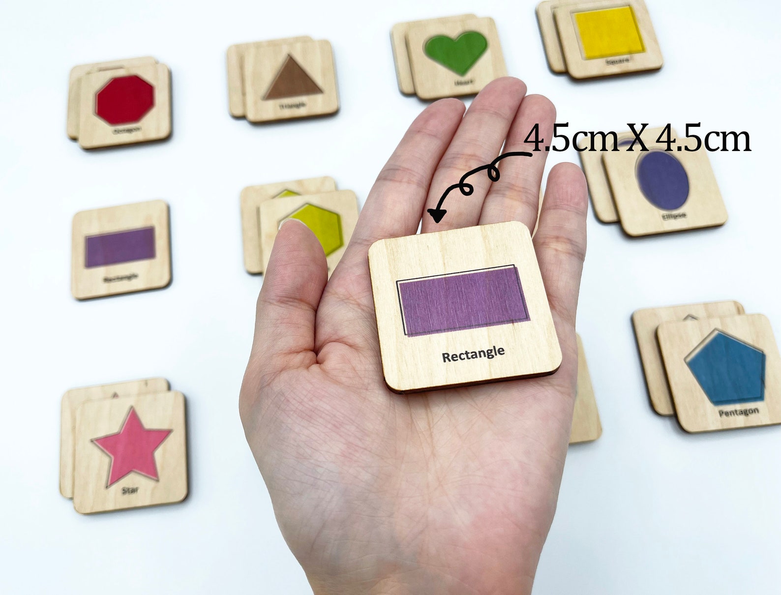 Montessori Wooden Geometric Shapes Matching Cards/ Homeschool ...