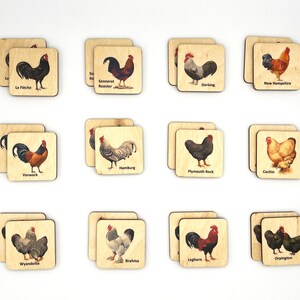 Wooden Chicken Memory Game, Montessori Toys, Wood Animals Matching ...