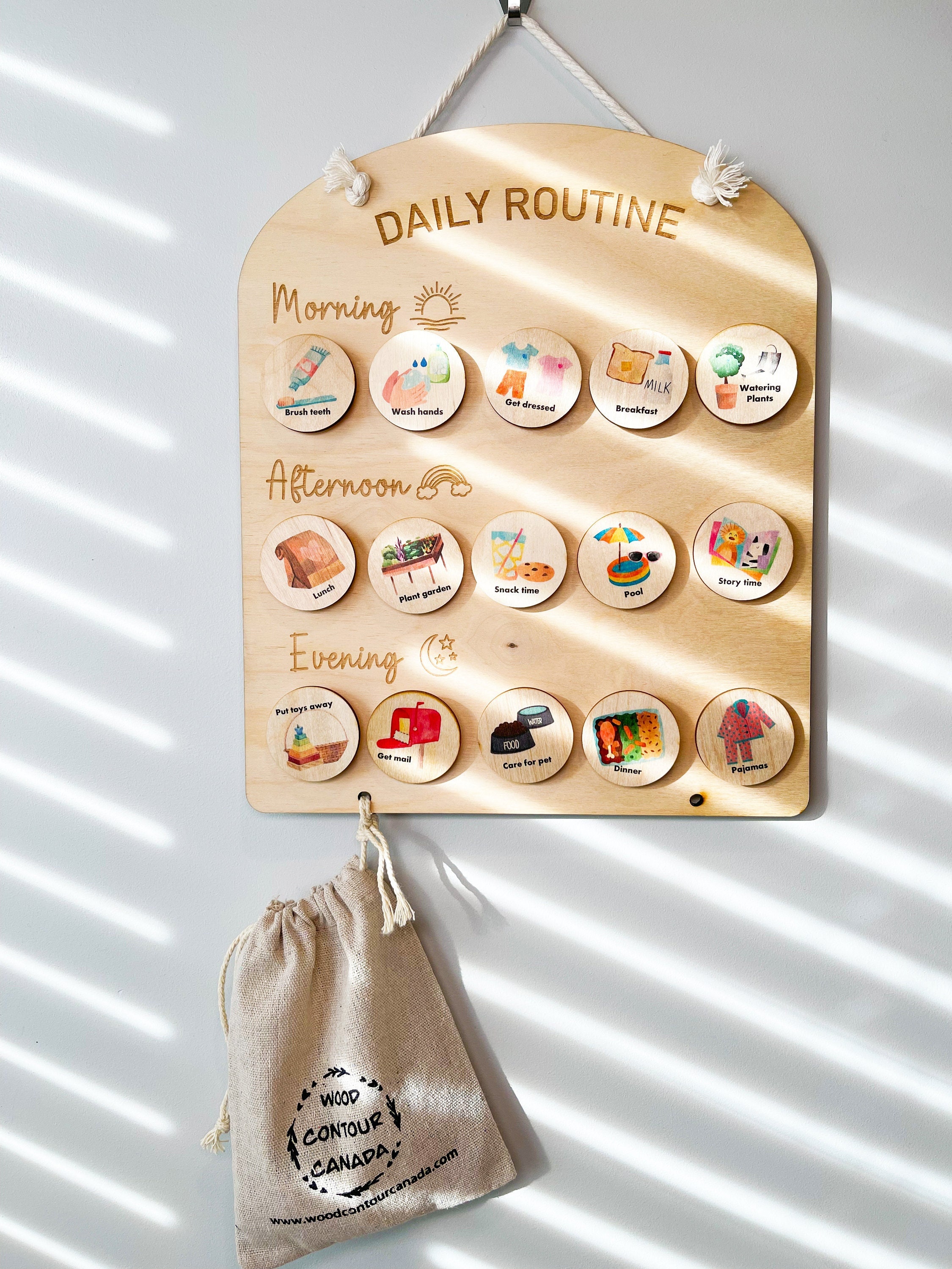 Personalized Wooden Daily Routine Chart, Visual Schedule, Kids Chore ...