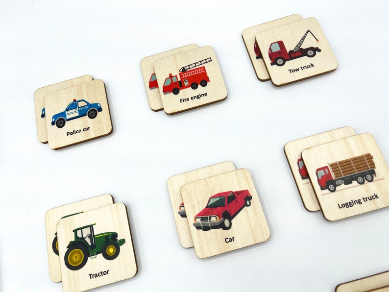 Wooden Car Truck Memory Game Montessori Toys Vehicles - Etsy