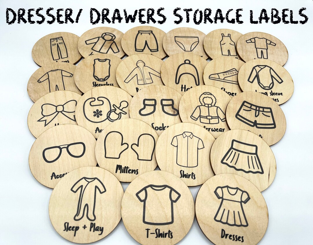 Wooden Nursery Labels for Drawer Dresser/ Kids Baby Clothing ...