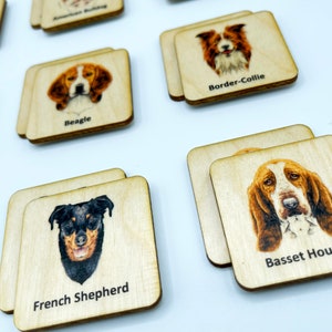 Montessori Wooden Dogs Name Memory Game/wood Animal Matching Cards ...