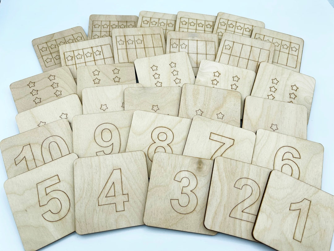 Wooden Ten Frame Numbers Cards, Montessori Counting Numbers Activity ...