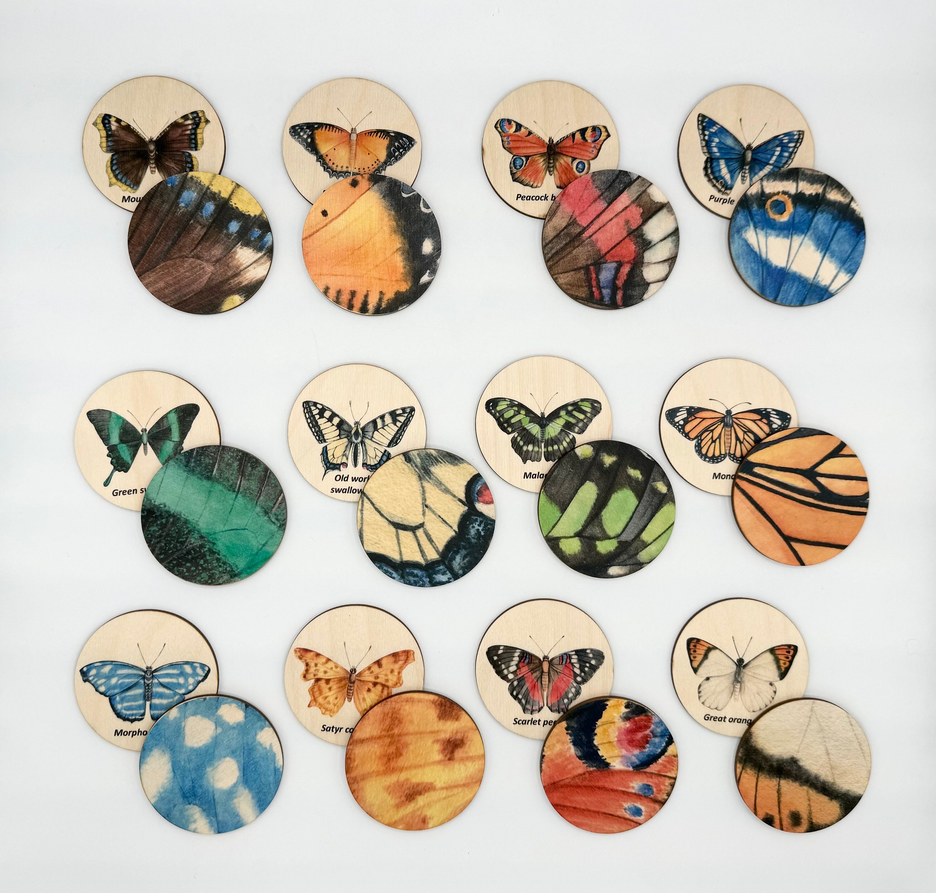Montessori Wooden Butterfly Pattern Matching Game/ Homeschool Learning ...