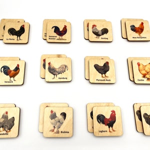 Wooden Chicken Memory Game, Montessori Toys, Wood Animals Matching ...