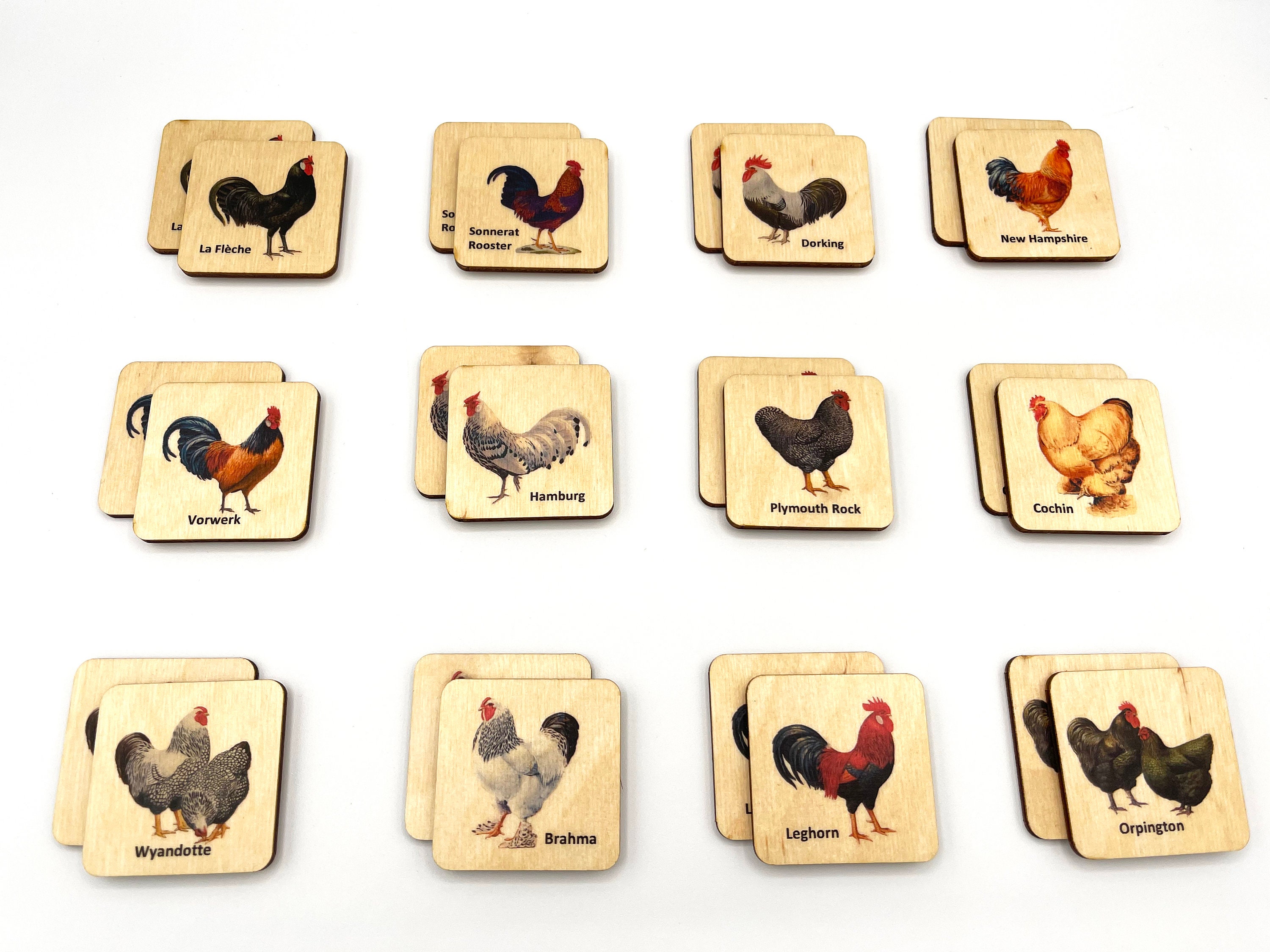 Wooden Chicken Memory Game Montessori Toys Wood Animals | Etsy