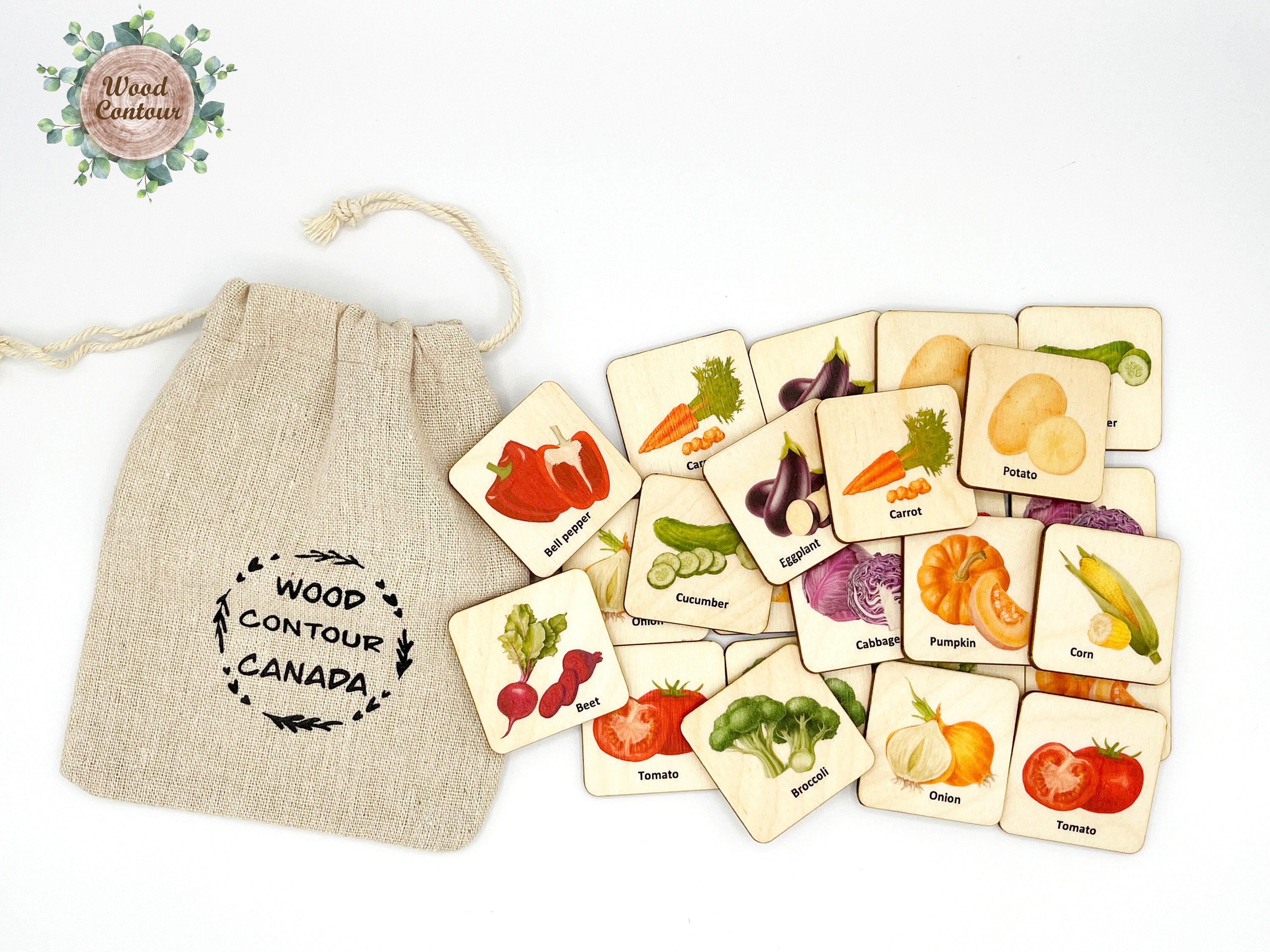 Montessori Wooden Vegetables Matching Cards/homeschool - Etsy Canada
