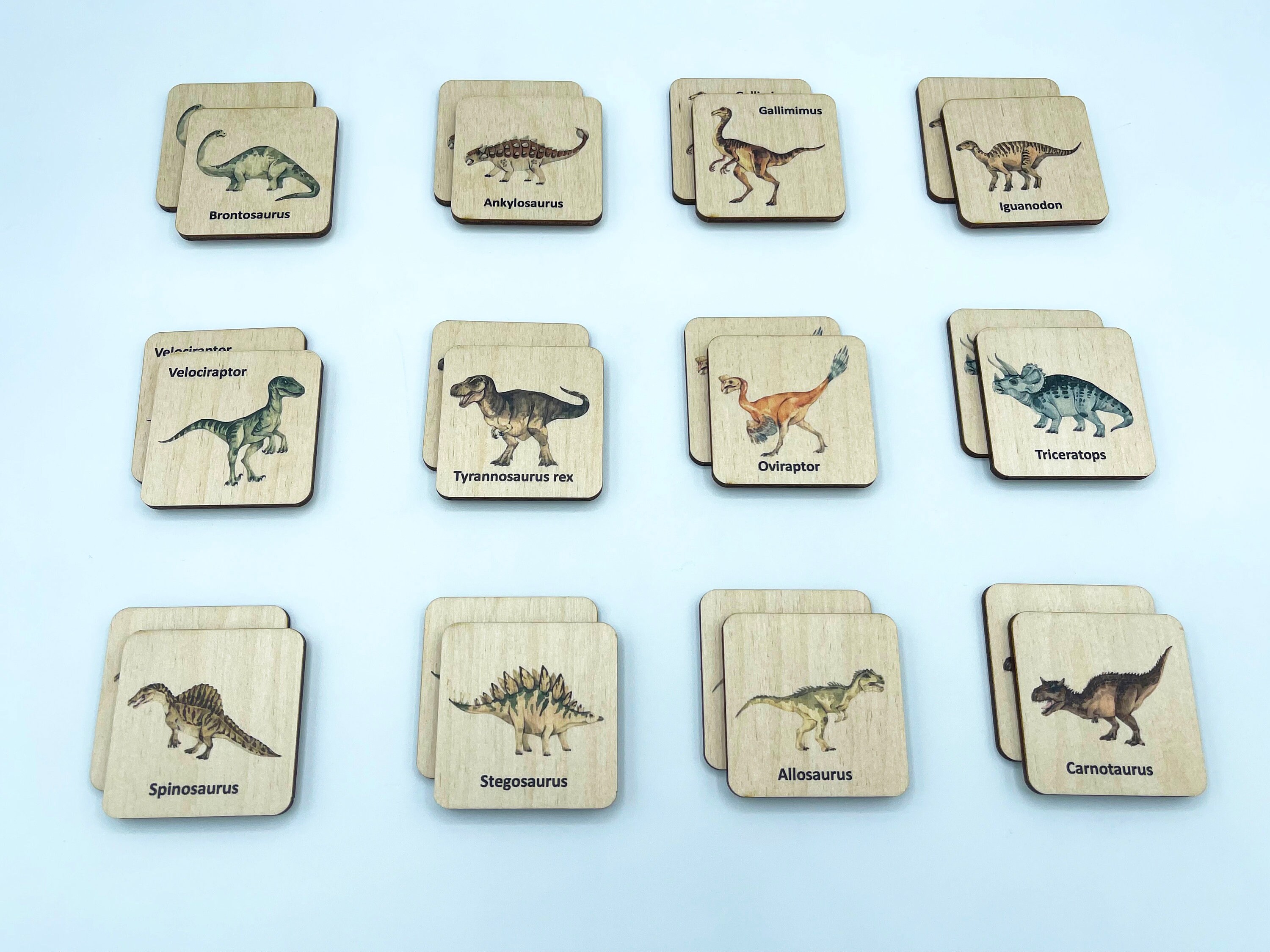 Wooden Dinosaurs Memory Game/ Montessori Toy Matching Game for Kids ...