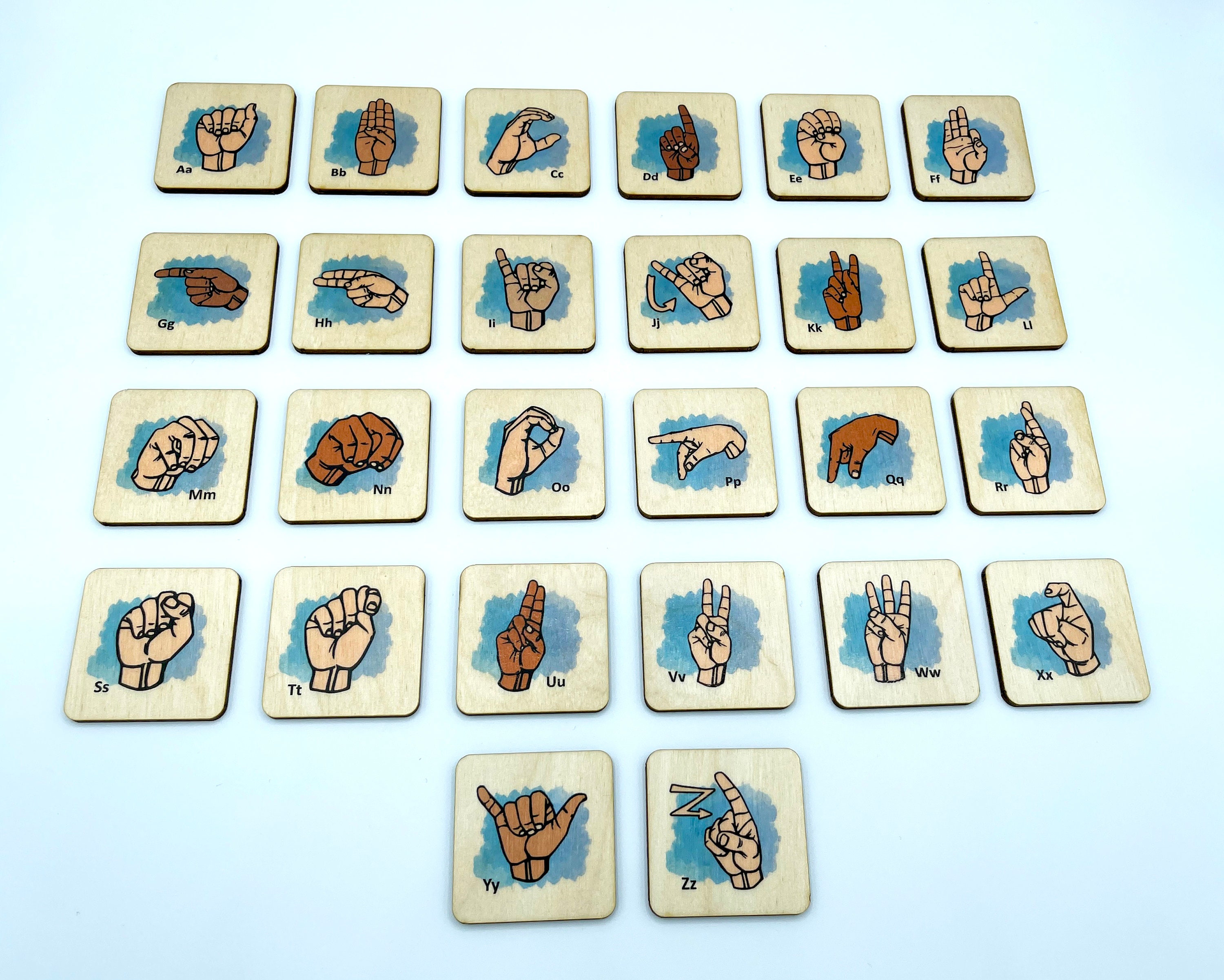 Sign Language Alphabet Letters Wood Cards/ American Sign | Etsy