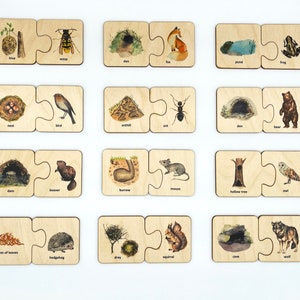 Montessori Wood Animals Puzzle/ Animals Habitat Sorting Game/ | Etsy