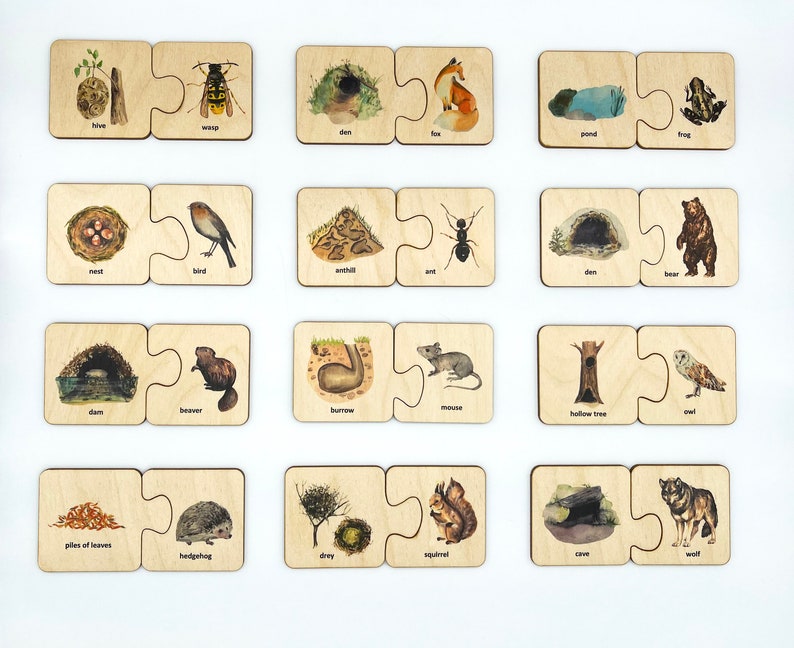 Montessori Wood Animals Puzzle/ Animals Habitat Sorting Game/ - Etsy
