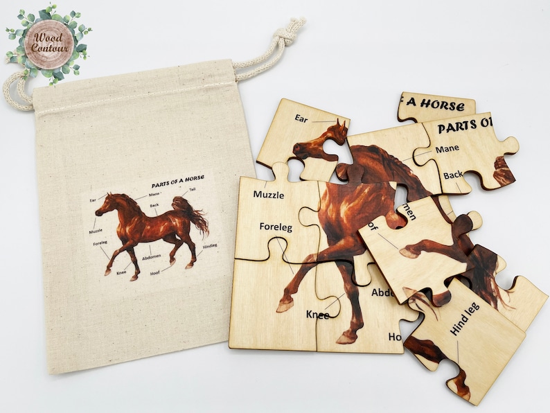 Montessori Wooden Anatomy Horse Puzzle/ Homeschool Preschool | Etsy
