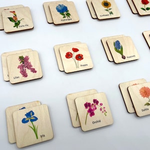 Wood Flowers Memory Game, Wooden Montessori Matching Game for Kids ...
