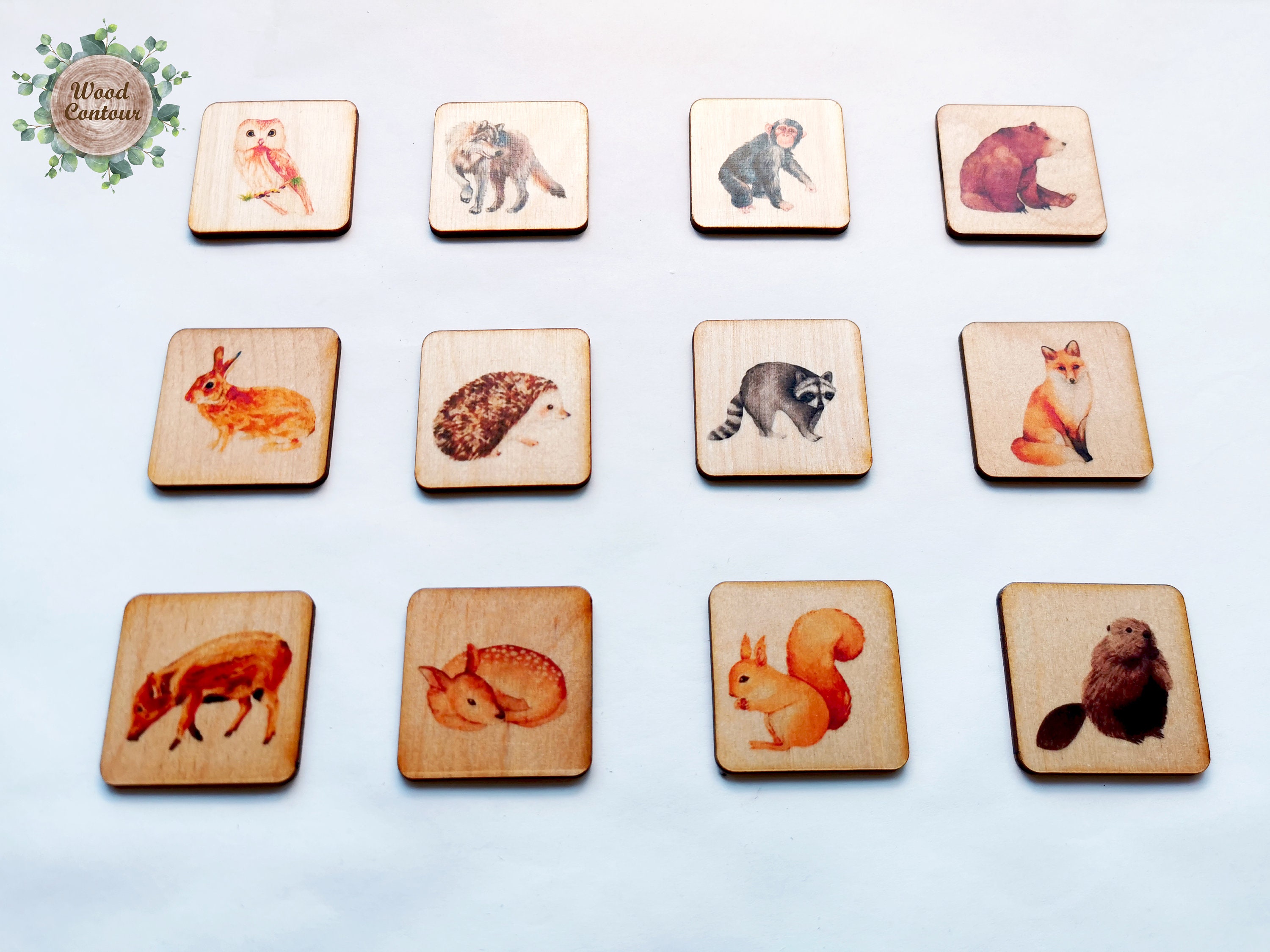 Wood Forest Animals Memory Game/ Montessori Matching Cards - Etsy