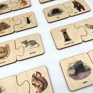 Montessori Wood Animals Puzzle/ Animals Habitat Sorting Game/ Nature ...
