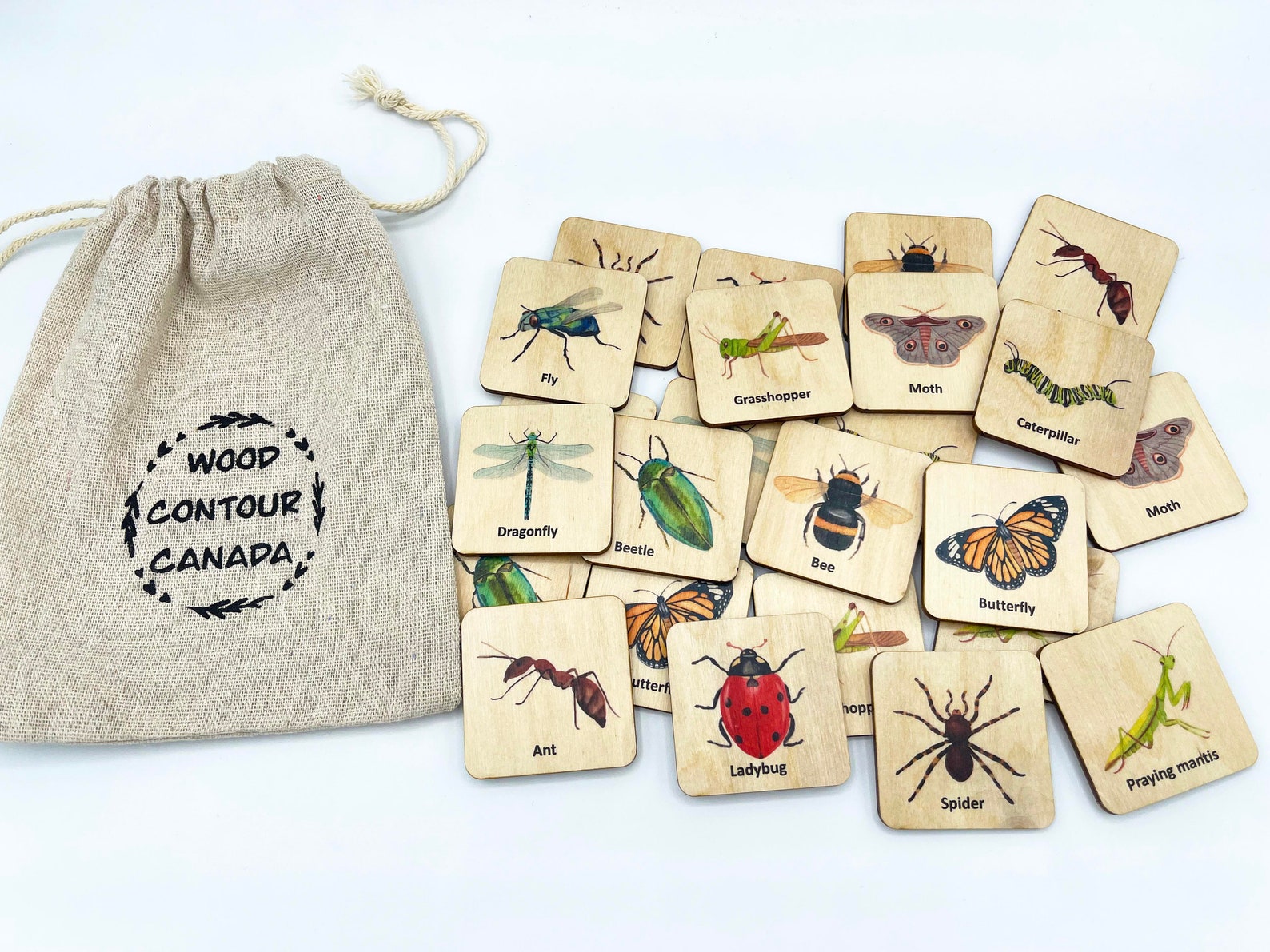 Wooden Insect Bug Memory Game Montessori Insect Bug Matching - Etsy