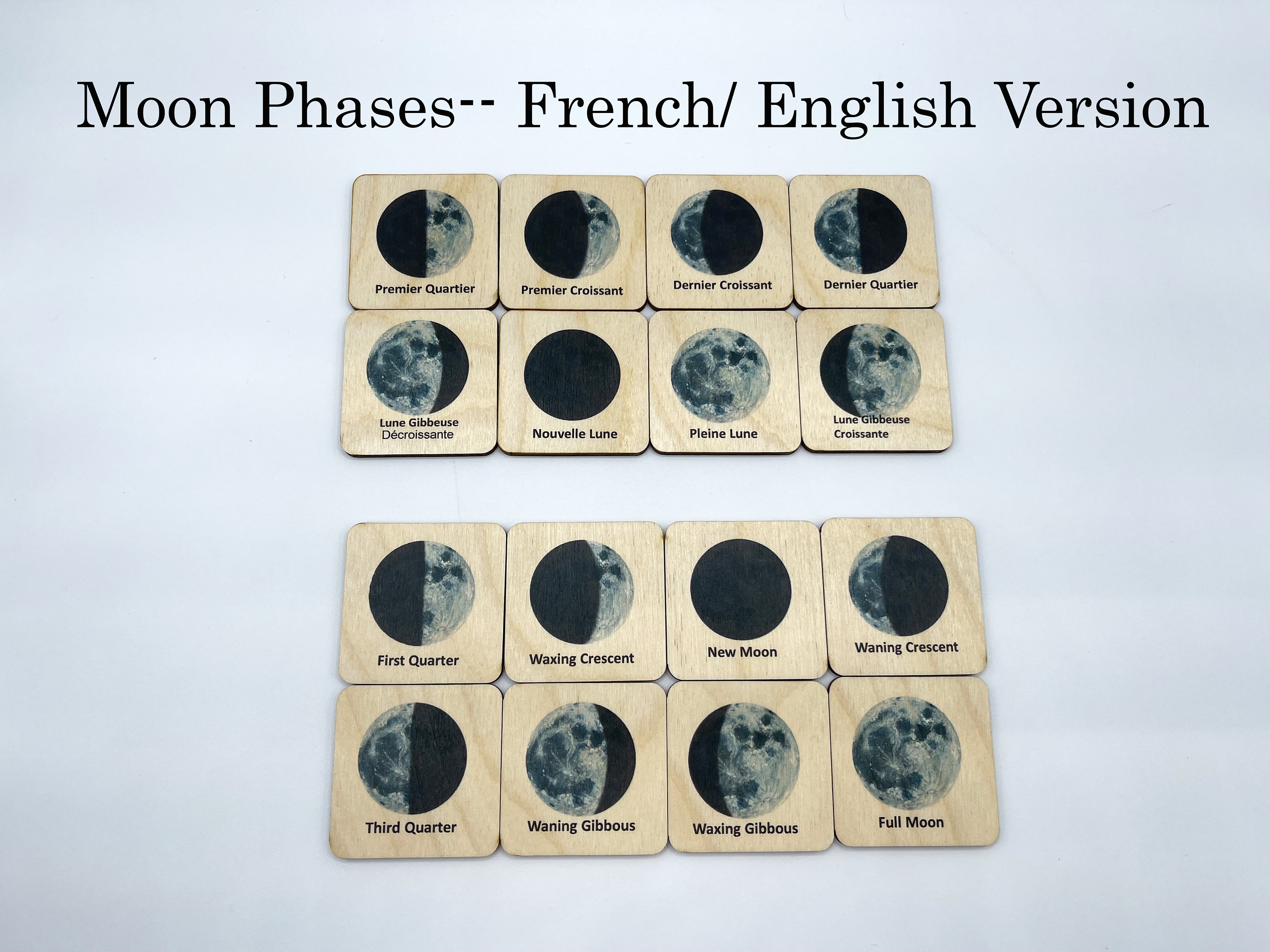 Montessori Wood Space Solar System Moon Phases Memory Game/ - Etsy Canada