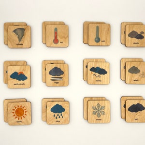 Montessori Wooden Weather Matching Cards Homeschool Activity | Etsy