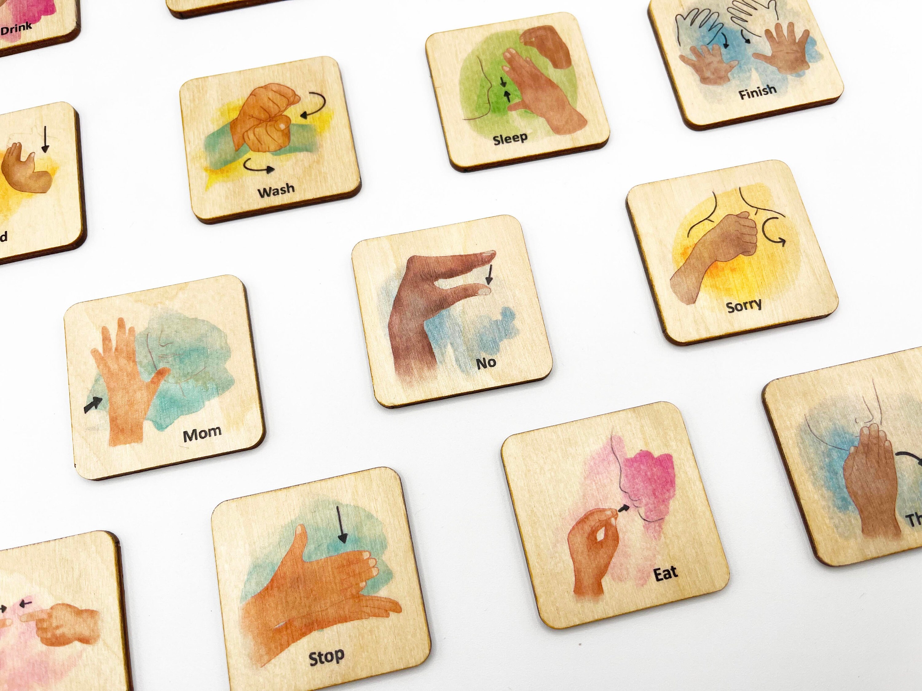 ASL Sign Language Hand Gestures/ 24 Toddler Baby Kids Learn Sign ...