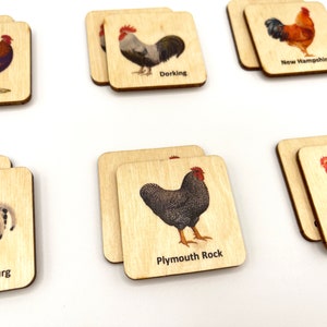 Wooden Chicken Memory Game, Montessori Toys, Wood Animals Matching ...