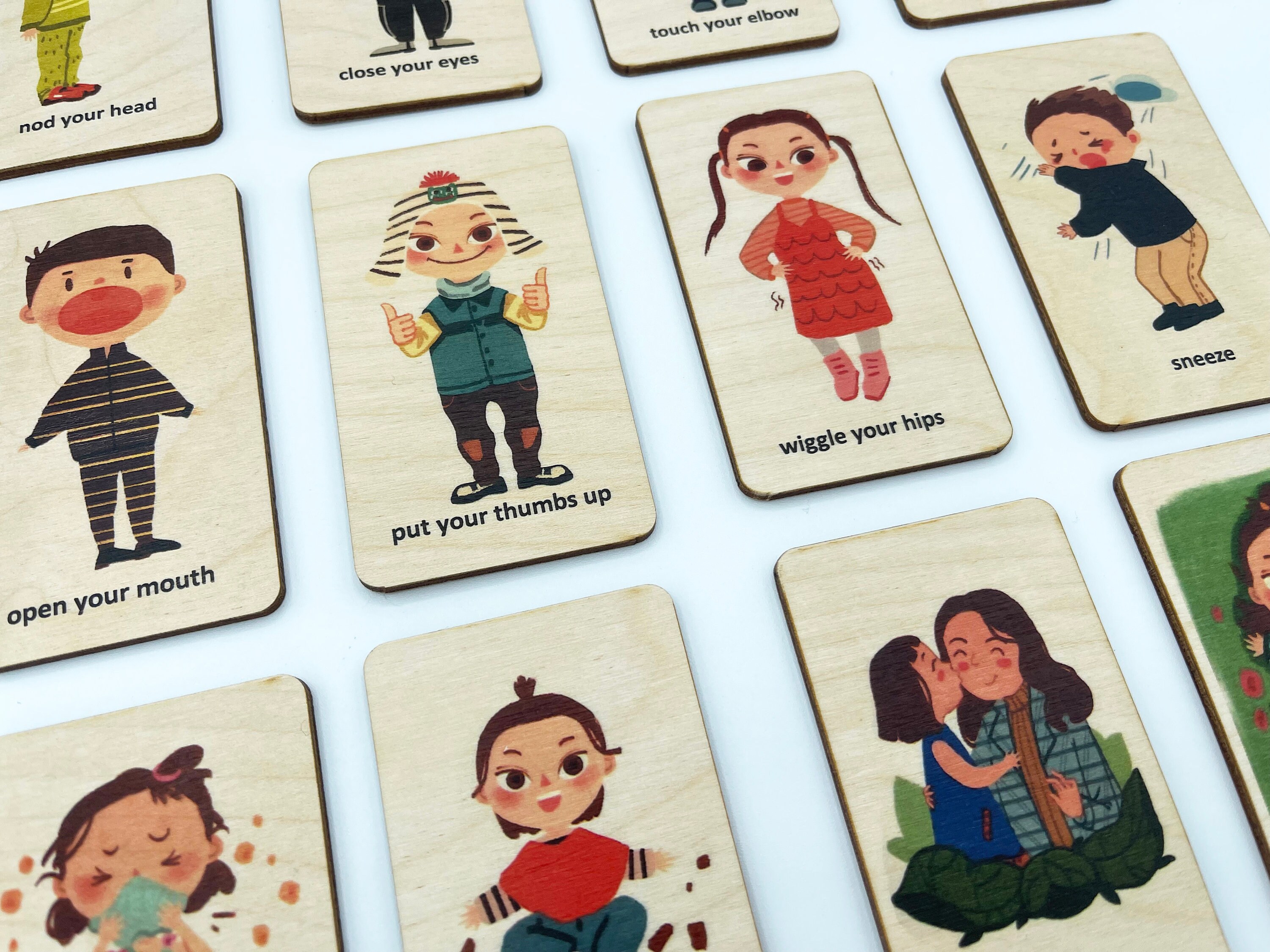 Wood Montessori Action Cards Set/ Toddler Learning Action | Etsy