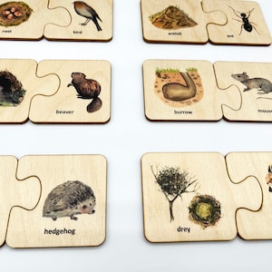 Montessori Wood Animals Puzzle/ Animals Habitat Sorting Game/ Nature ...