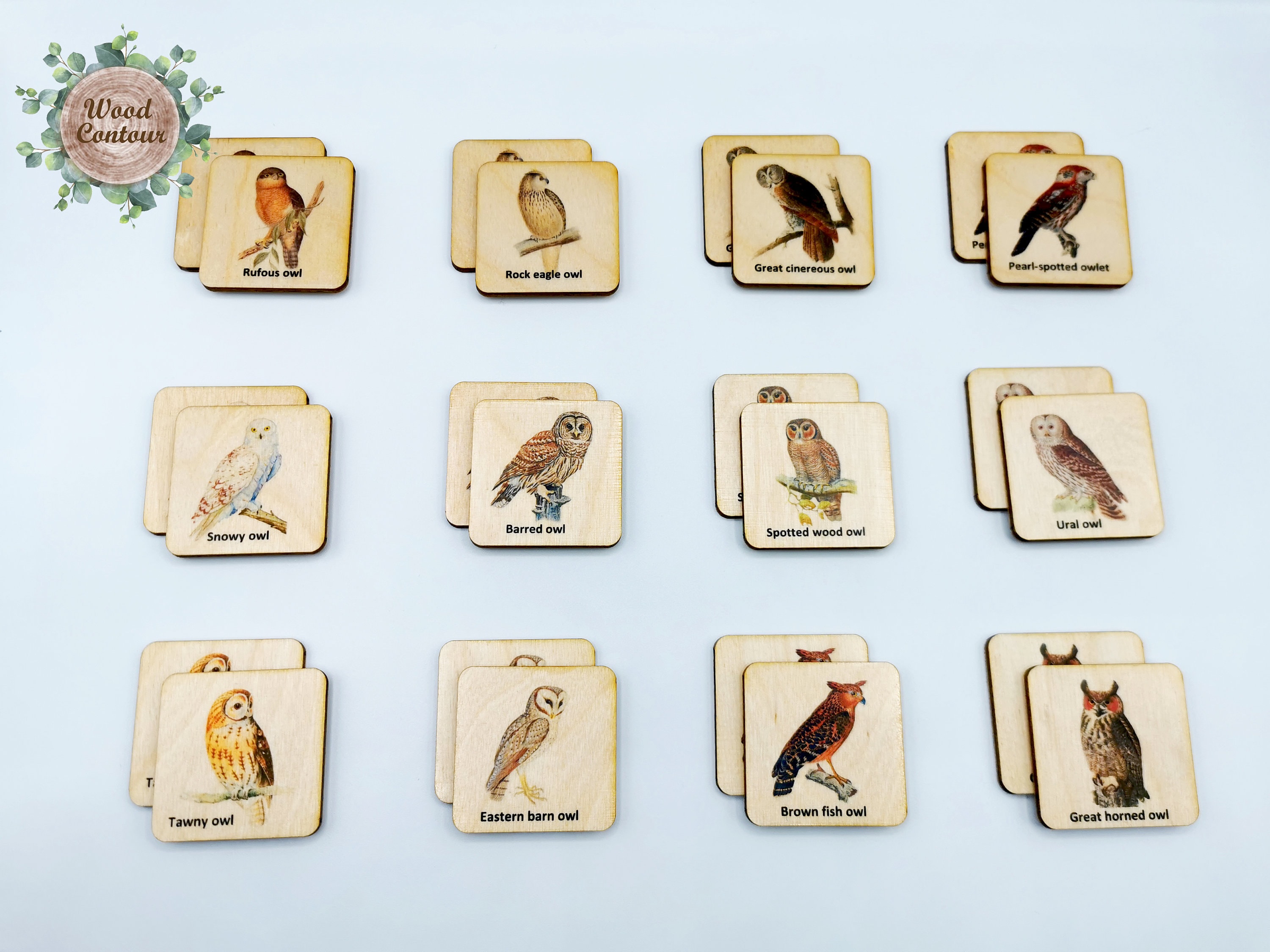 Montessori Wooden Owls Matching Game/memory Game Homeschool - Etsy