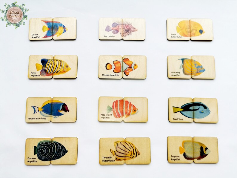 Montessori Wooden Tropical Fish Ocean Puzzle Game/ Homeschool Preschool ...