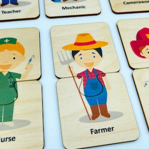 Wooden Montessori Job Occupation Puzzle/ Preschooler Homeschool ...