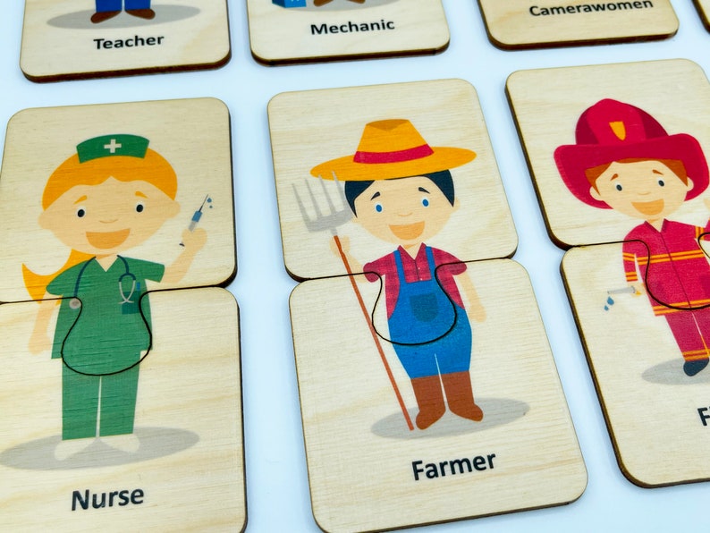 Wooden Montessori Job Occupation Puzzle/ Preschooler | Etsy