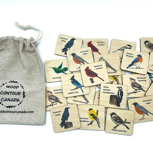Wooden Birds Memory Game, Montessori Toys, Wood Animals Matching Cards ...