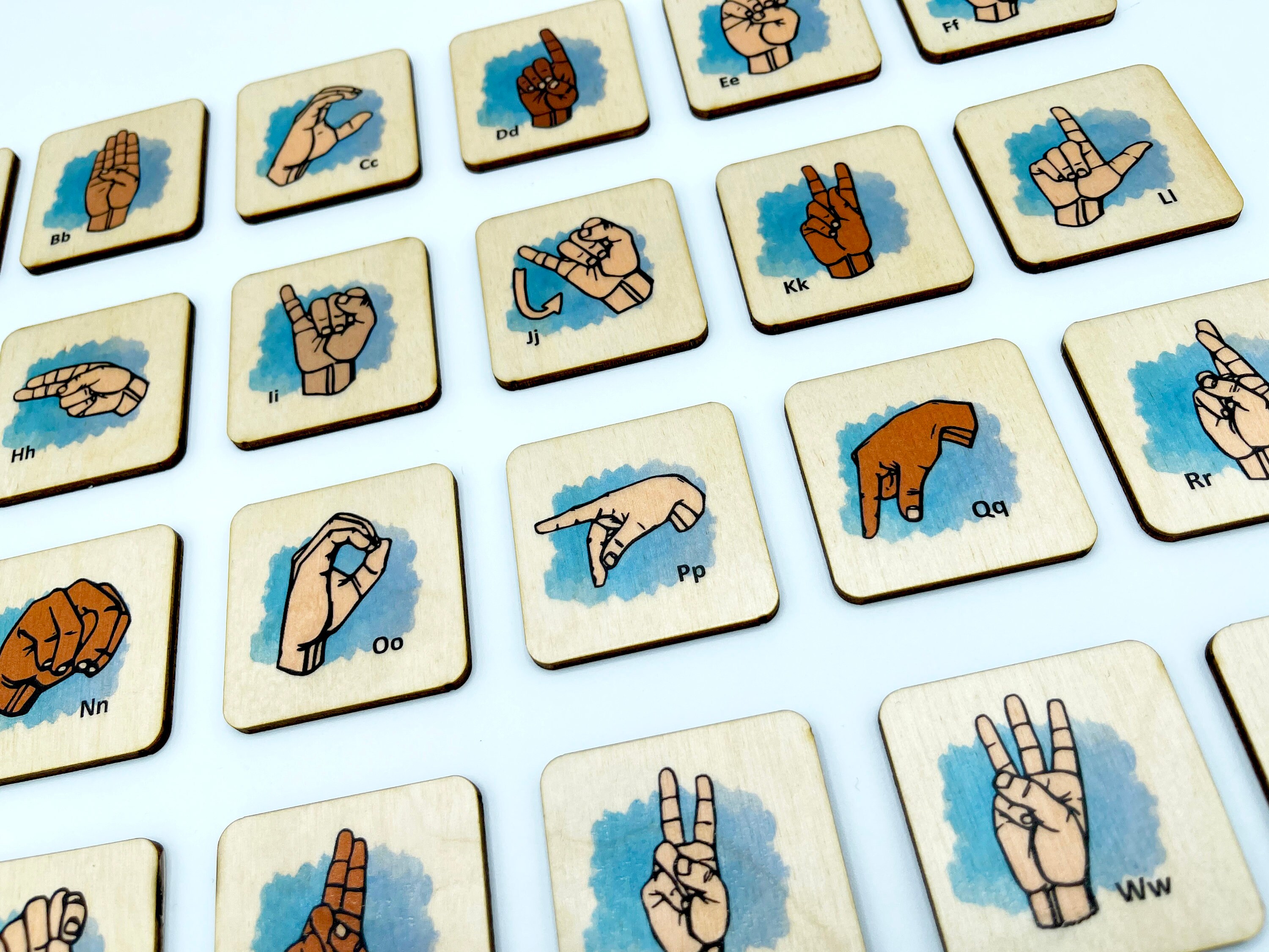 Sign Language Alphabet Letters Wood Cards/ American Sign Language Flash ...