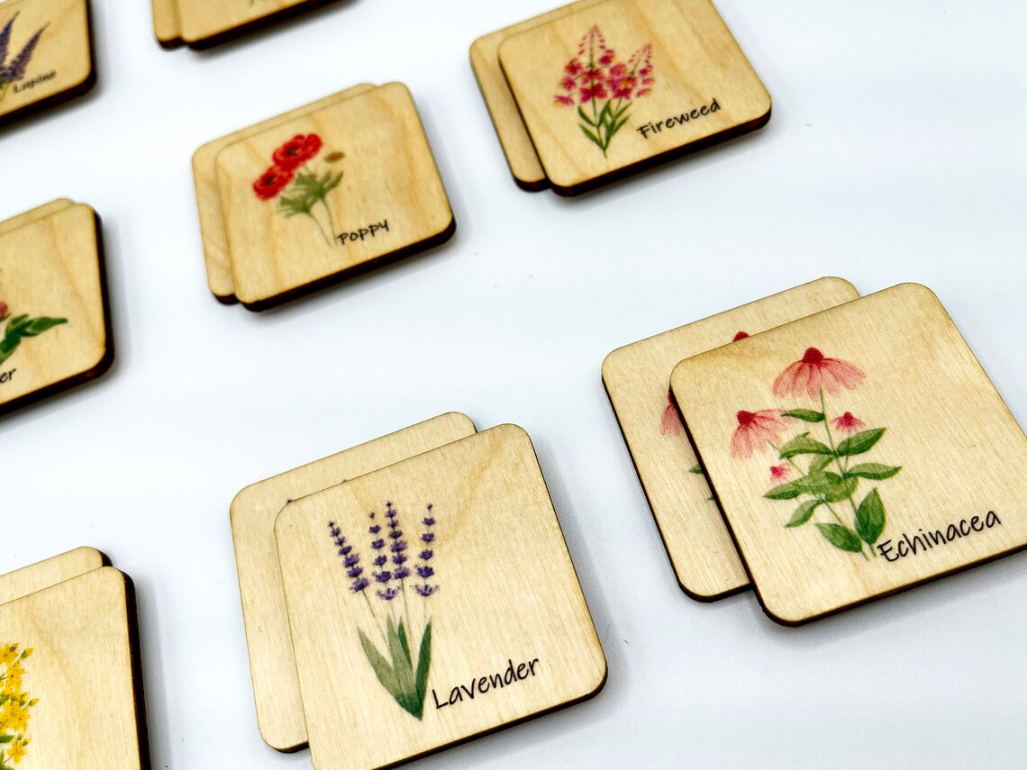 Montessori Wooden Wildflowers Memory Game/ Matching Cards/ - Etsy Canada