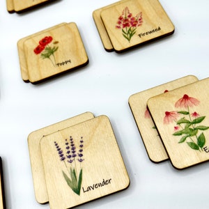 Montessori Wooden Wildflowers Memory Game/ Matching Cards/ Homeschool ...