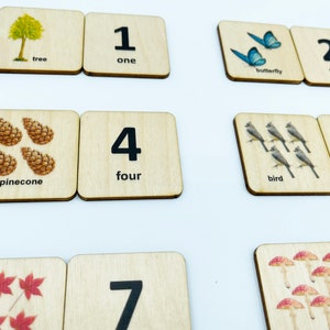 Montessori Wooden Counting Nature Numbers Match Cards/ Bilingual French ...