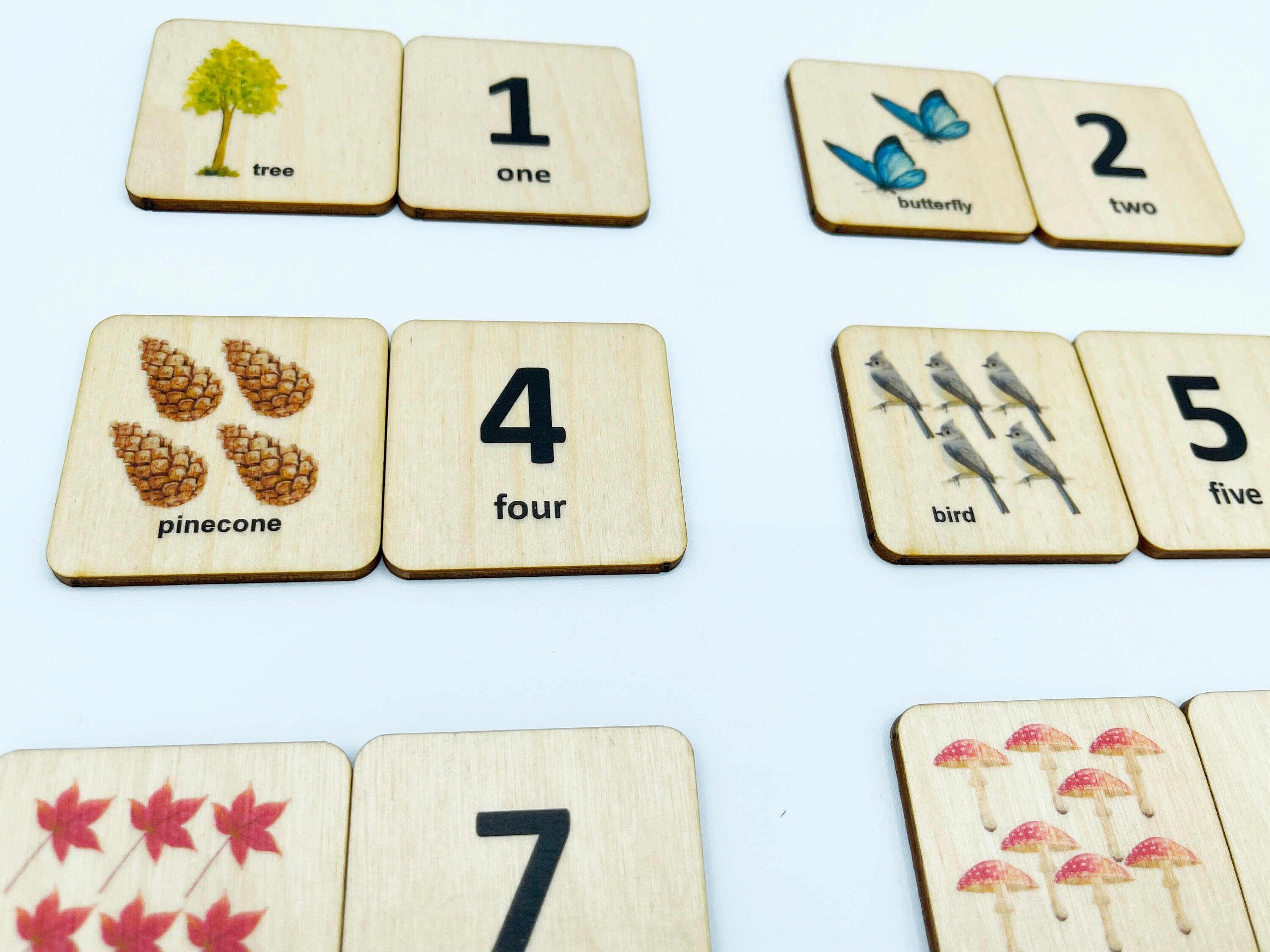 Montessori Wooden Counting Nature Numbers Match Cards/ Bilingual French ...