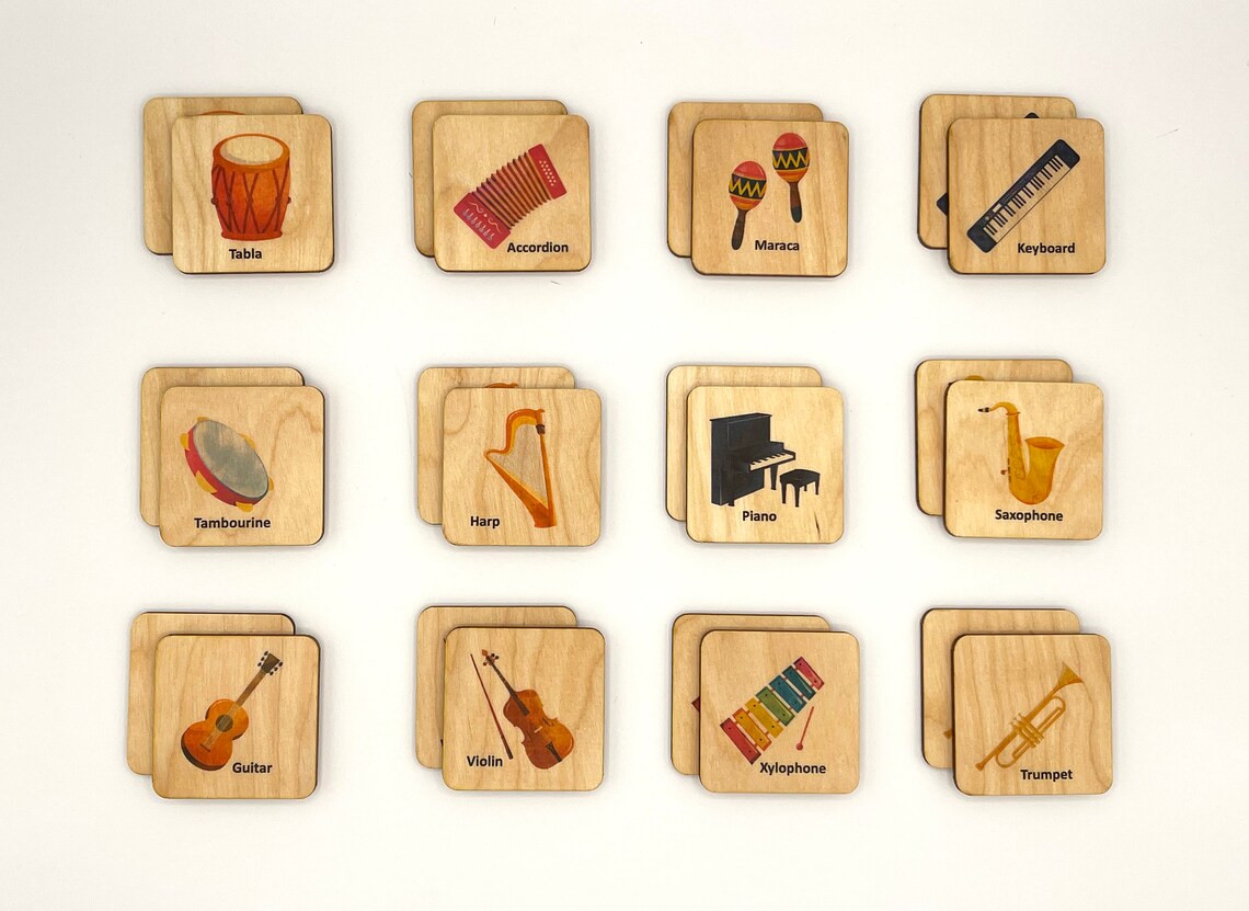 Montessori Wooden Music Instruments Matching Cards Homeschool - Etsy