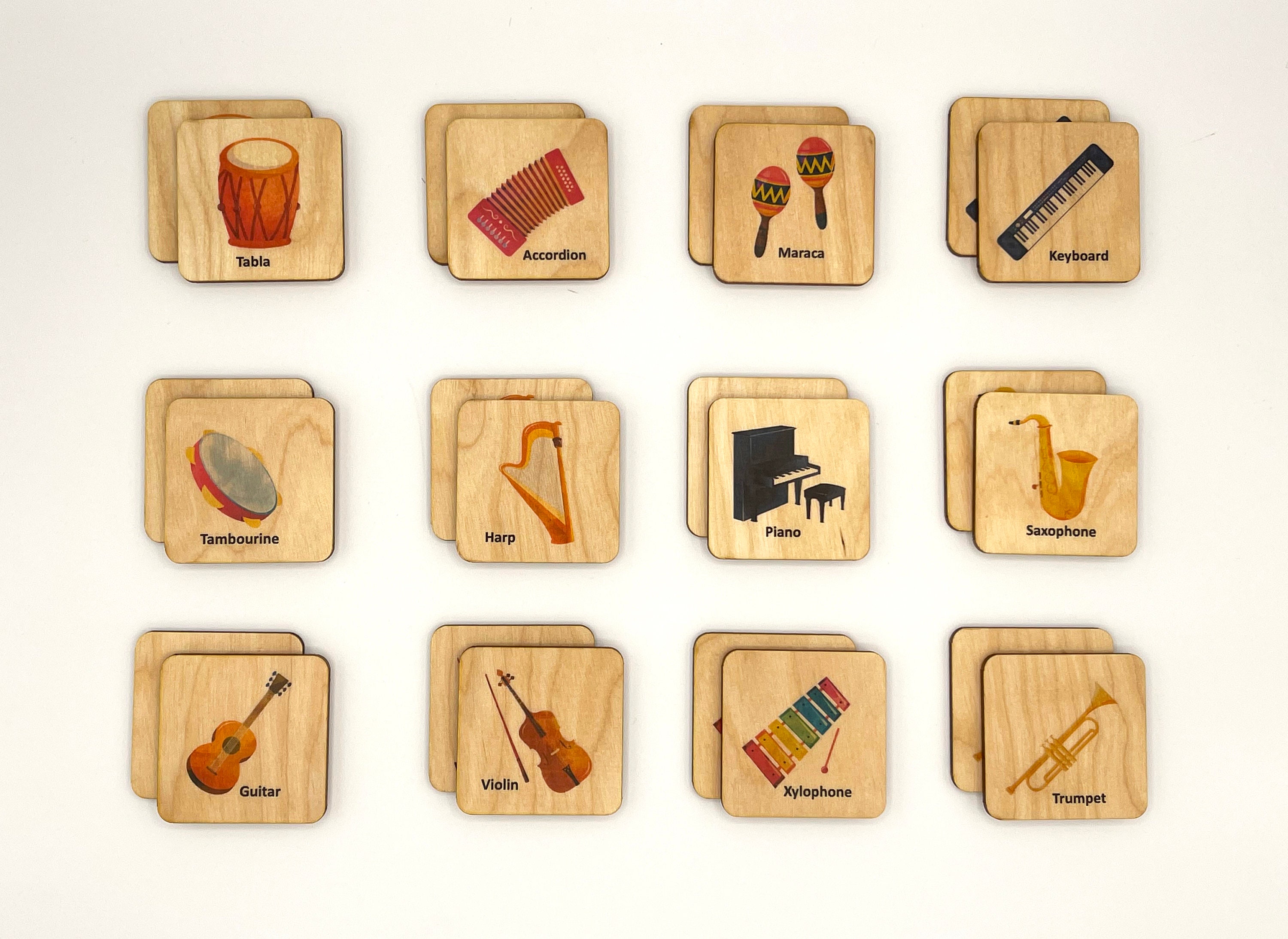 Montessori Wooden Music Instruments Matching Cards Homeschool - Etsy